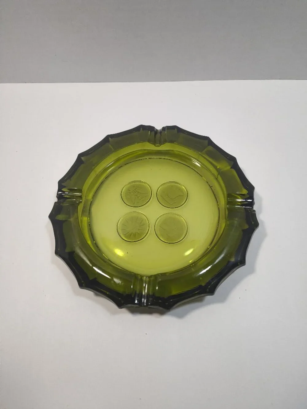 Accents | Fostoria Coin Glass Ashtray Olive Green Patriotic Coin ...